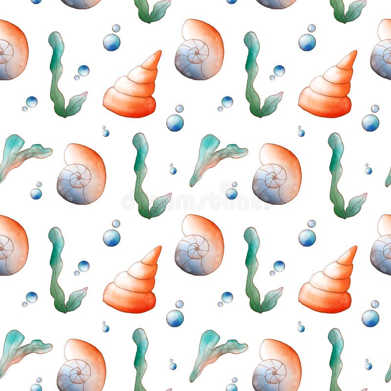 Cute Seashell Spiral Coloring Page. Digital Doodle Outline Art Stock ...