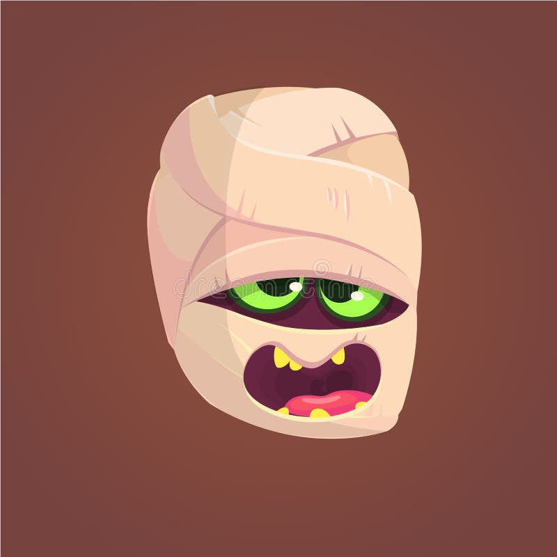 Cute Mummy Screaming Head. Halloween Vector Illustration. Mummy Face ...