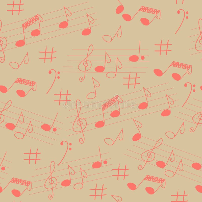 Cute Musical Vector Seamless Pattern, Black and White Hand Drawn ...