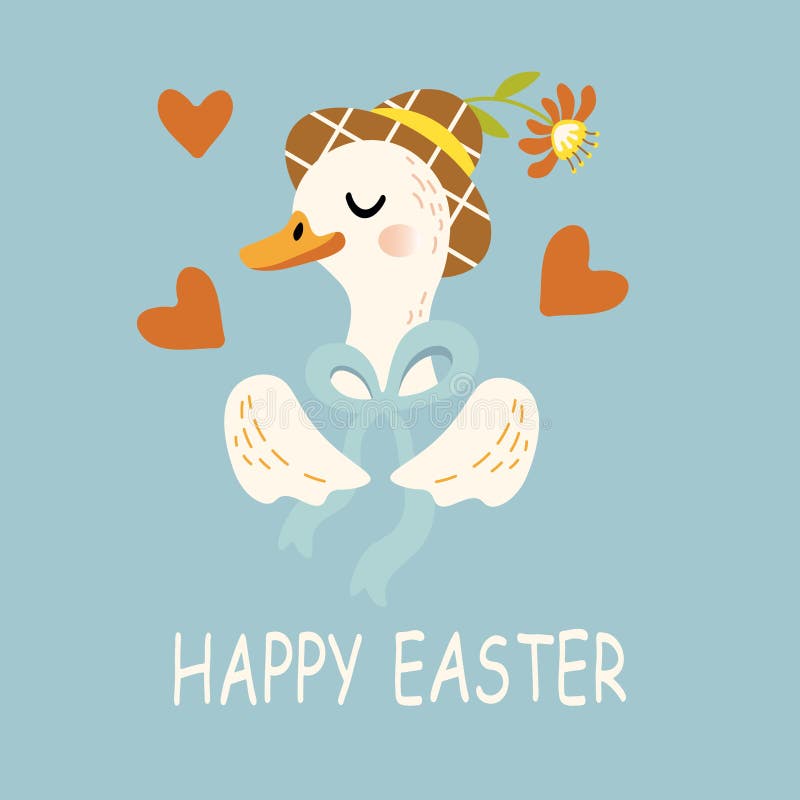 Cute Muzzle Duck in Hat Happy Easter Vector Stock Vector - Illustration ...