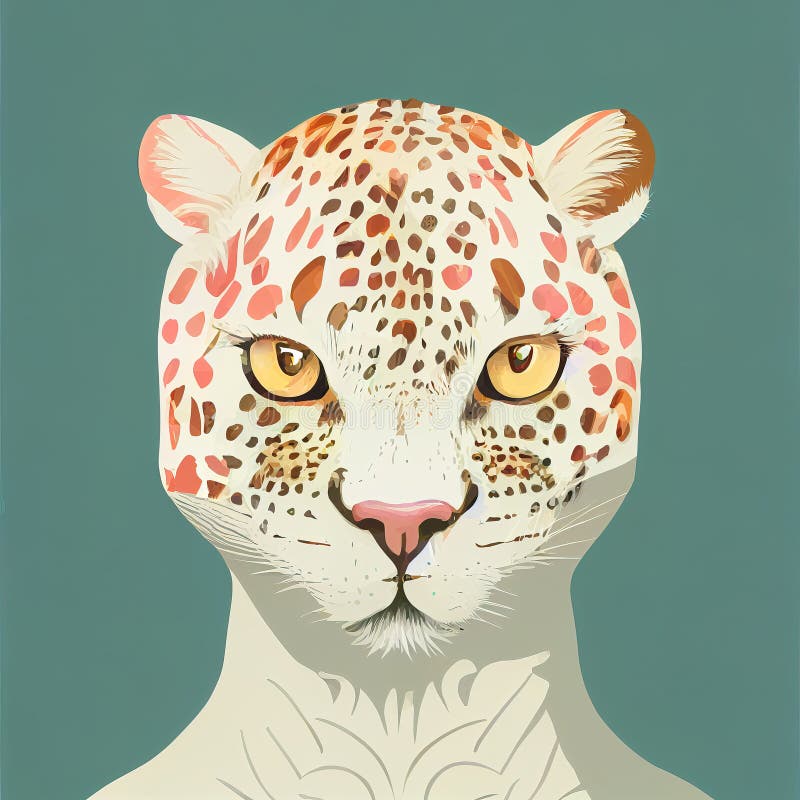 Cute Muzzle of a Leopard. Stylized Portrait of a Female Leopard. AI ...