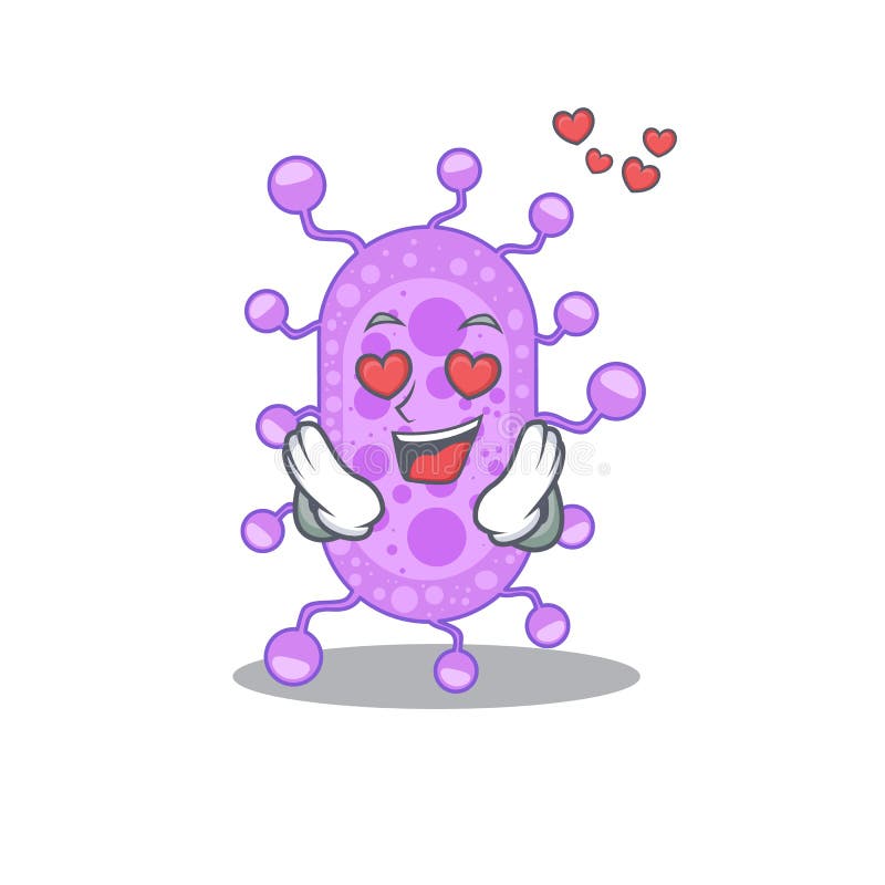 Cute Mycobacterium Cartoon Character Has a Falling in Love Face Stock ...