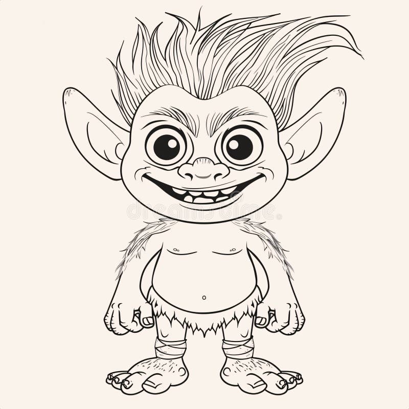 Cute Mythical Troll - a Cartoon Character with Large Ears and Large ...