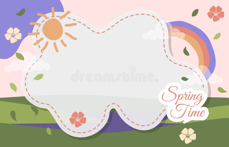 Cute Nature Frame Colorful Sun Rainbow Background Vector Design Stock ...