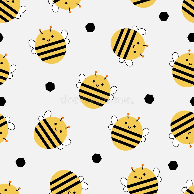 Cute Nature Little Bee Hive Doodle Pattern Stock Vector - Illustration ...