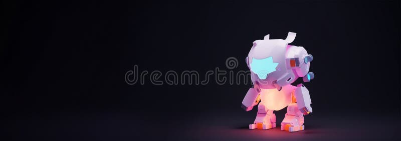 Cute Neon Cartoon Robot. AI Content Generator. Chatbot Technology ...
