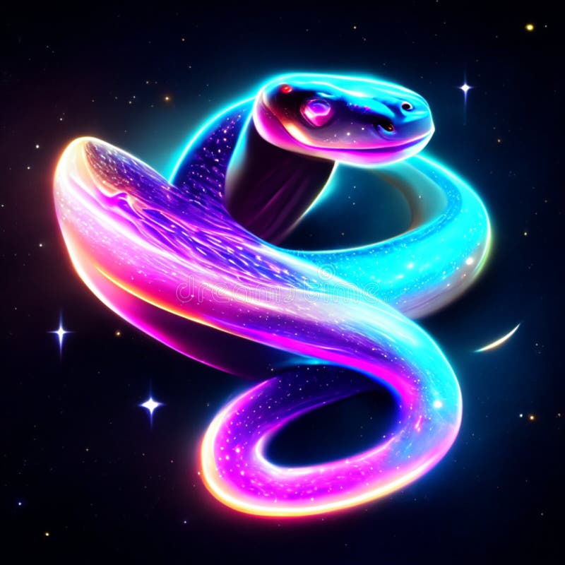 Cute Snake. Vector Illustration in a Flat Style on a Dark Background ...