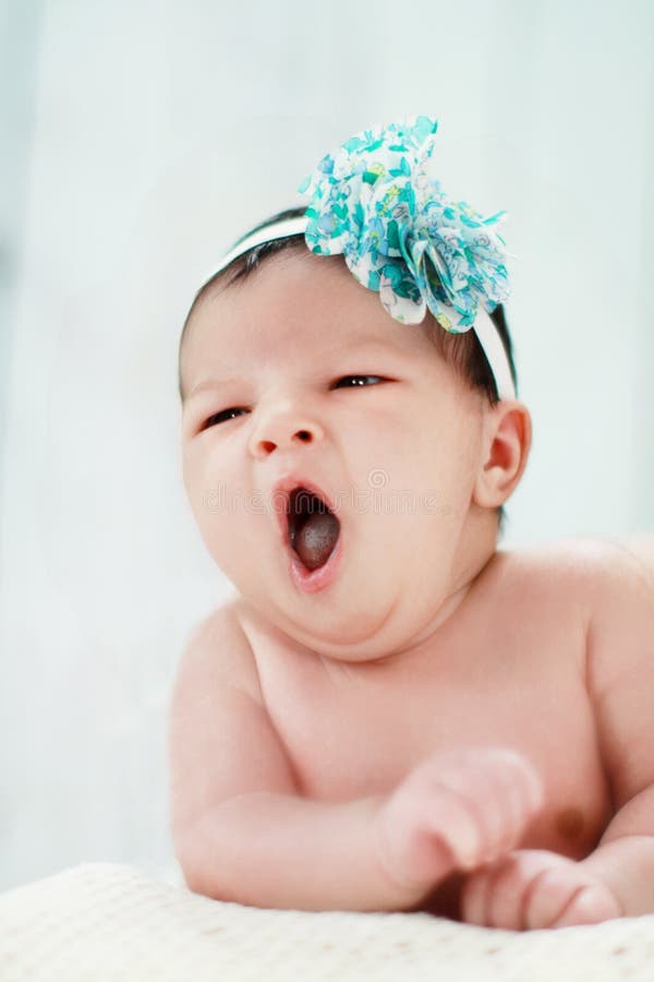 Cute new born baby stock image. Image of white, headband - 95068325
