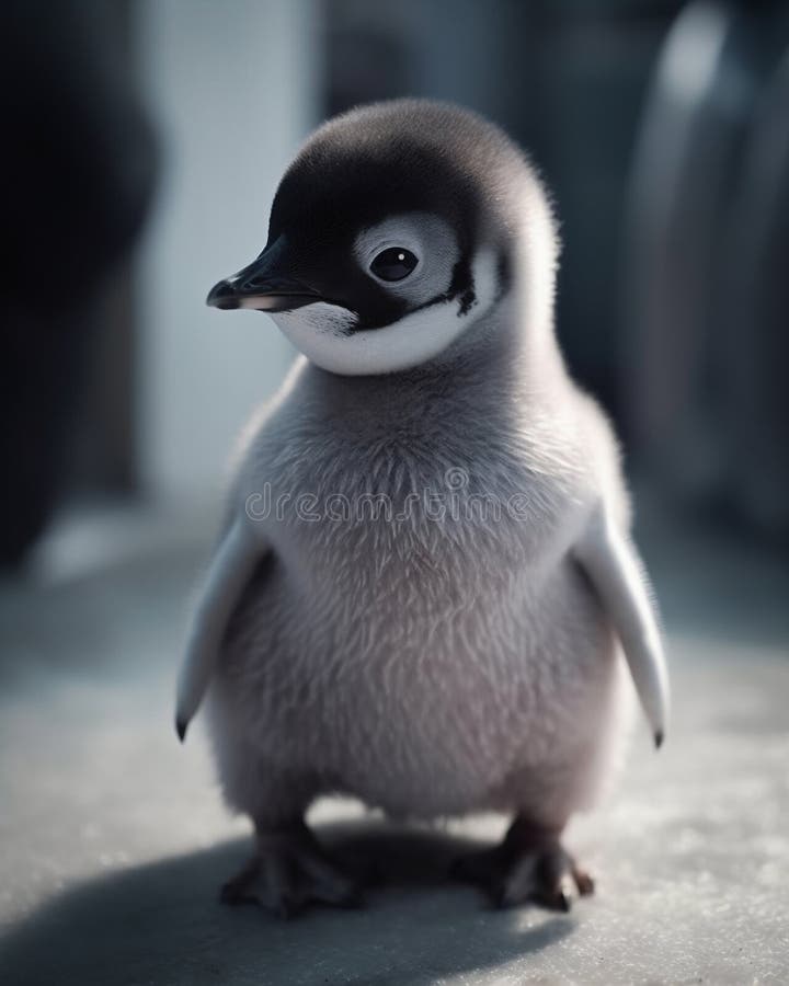A Newborn Baby Penguin with Developing Feathers. Stock Photo - Image of ...
