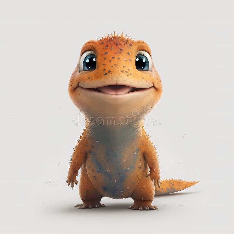 Cute Newt Cartoon. Generative AI Stock Illustration - Illustration of ...