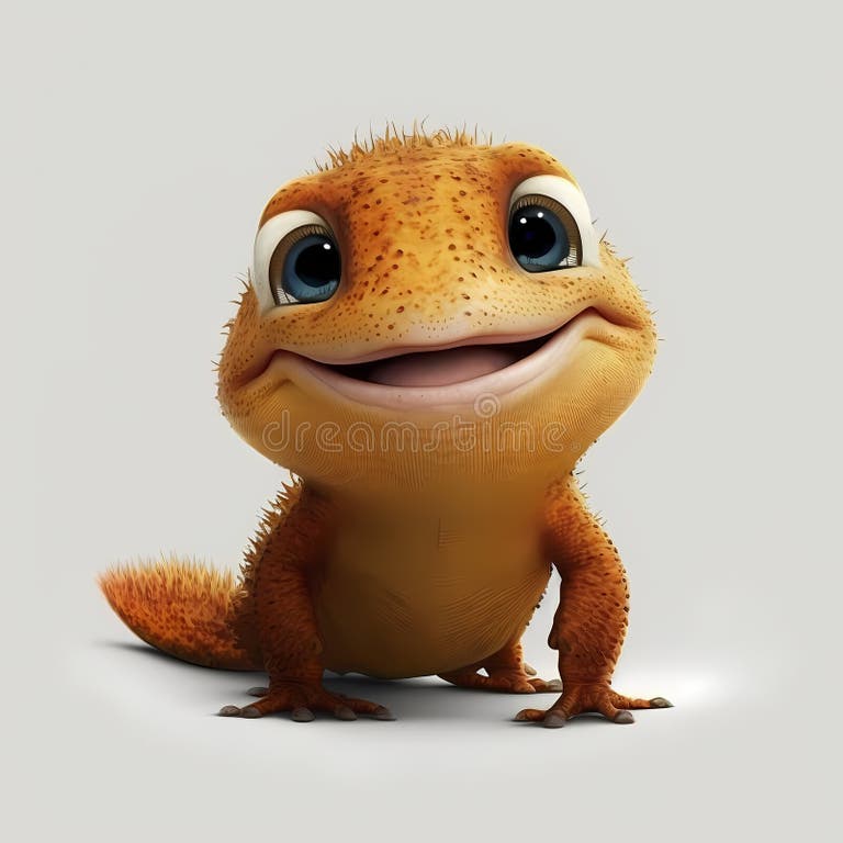 Cute Newt Cartoon. Generative AI Stock Illustration - Illustration of ...