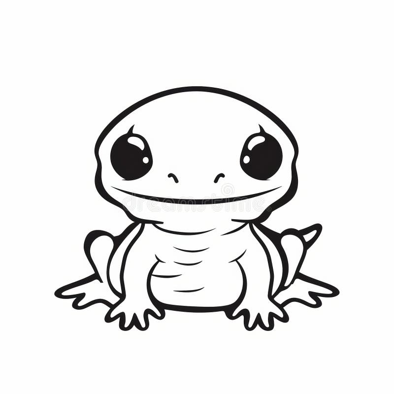 Cute Newt Vector Logo Design with Clean Outline in Black and White ...