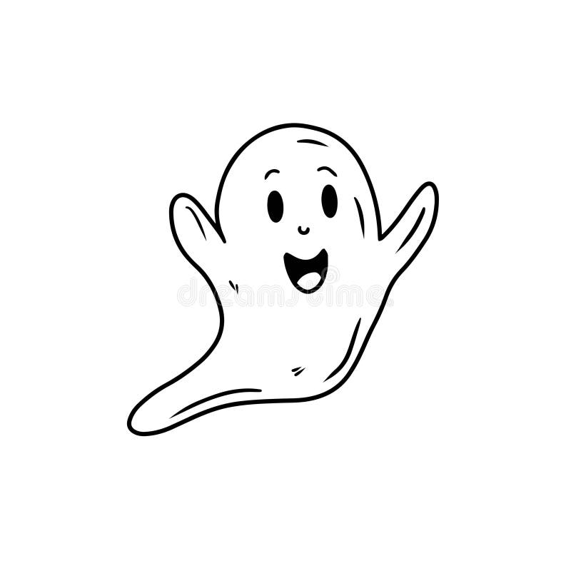 Cute Nice Smiling Ghost Spook in Black Isolated on White Background ...