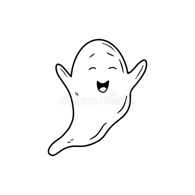 Cute Nice Smiling Ghost Spook in Black Isolated on White Background ...