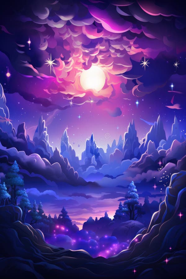 Cute Night Party Poster Template Stock Illustration - Illustration of ...