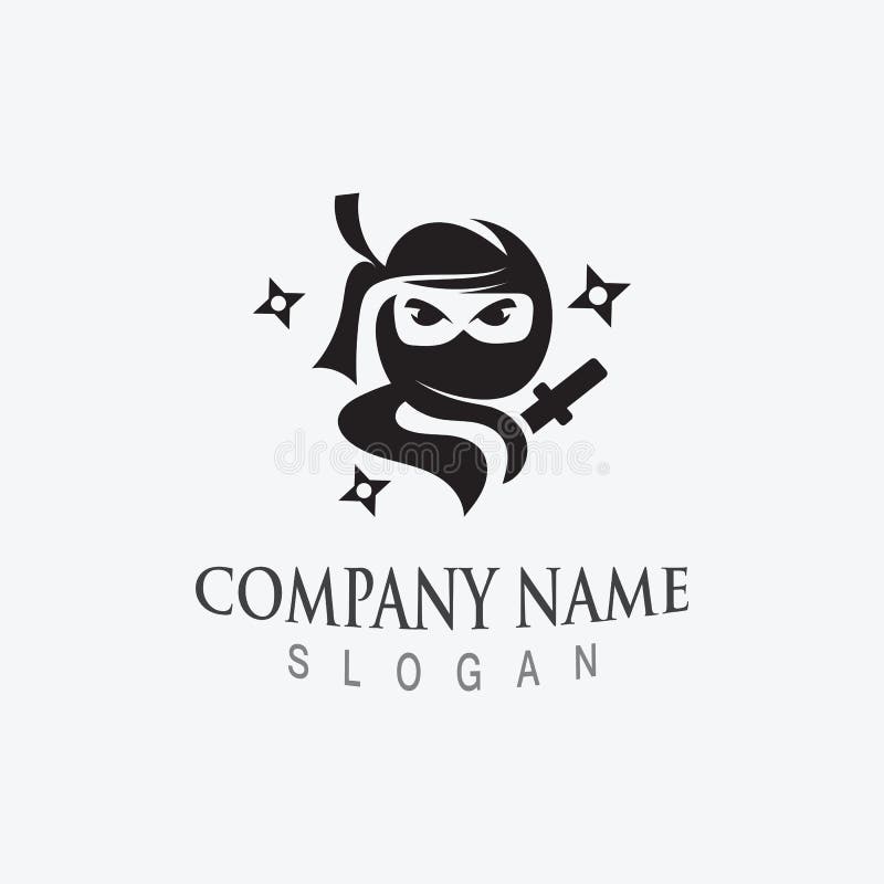 Cute Ninja Face Logo Character Design Template Vector Stock ...