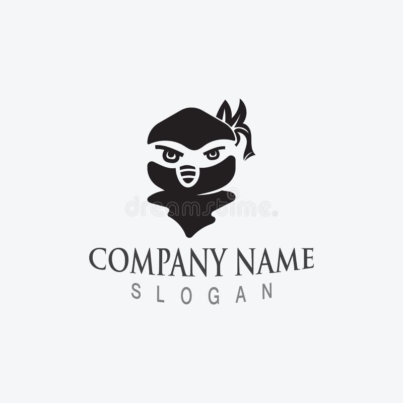Cute Ninja Face Logo Character Design Template Vector Stock ...