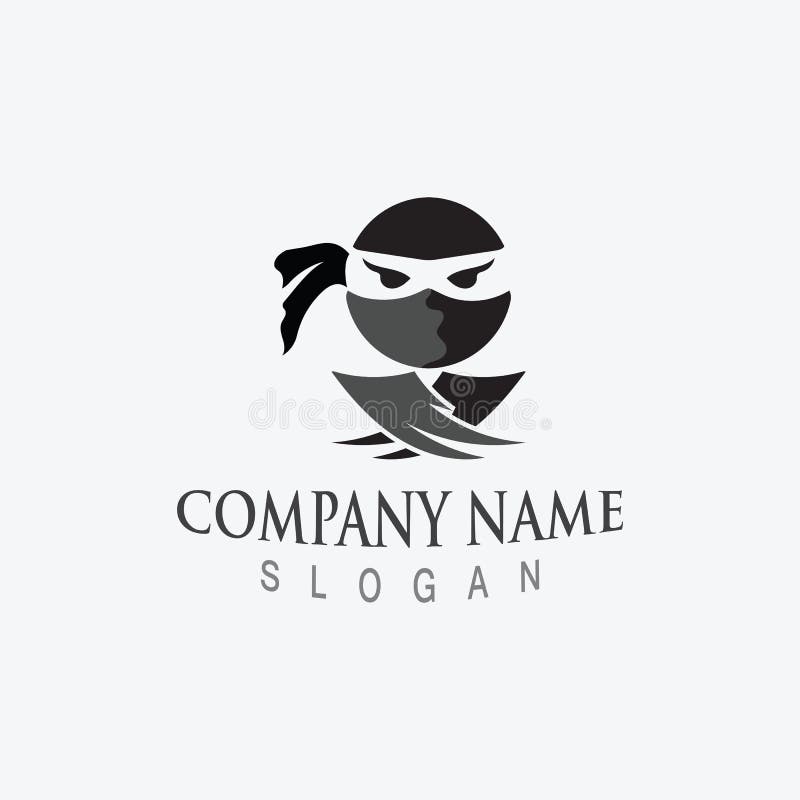 Cute Ninja Face Logo Character Design Template Vector Stock ...