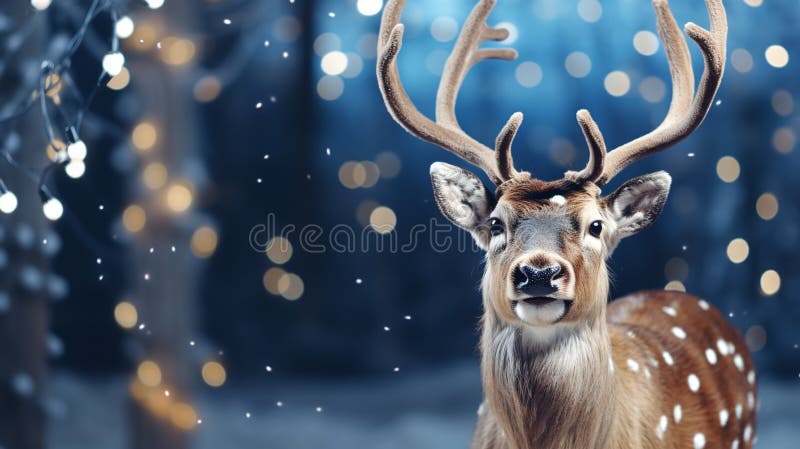 Cute Northern Reindeer Closeup Stock Photo - Image of snow, cold: 293599160