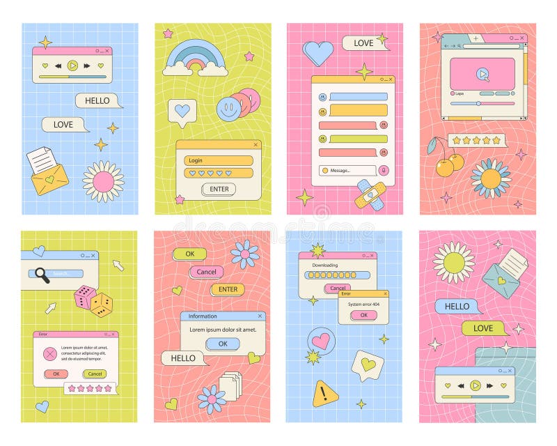 90s Retro Vaporwave Old Desktop User Interface Elements. Cute Nostalgic ... 90s Retro Vaporwave Old Desktop User Interface Elements. Cute Nostalgic ...
