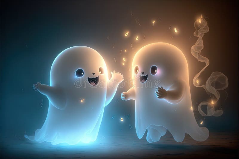 Cute Not so Scary Ghost Playing and Having Fun, Generative Ai Stock ...