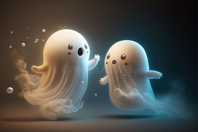 Cute Not so Scary Ghost Playing and Having Fun, Generative Ai Stock ...