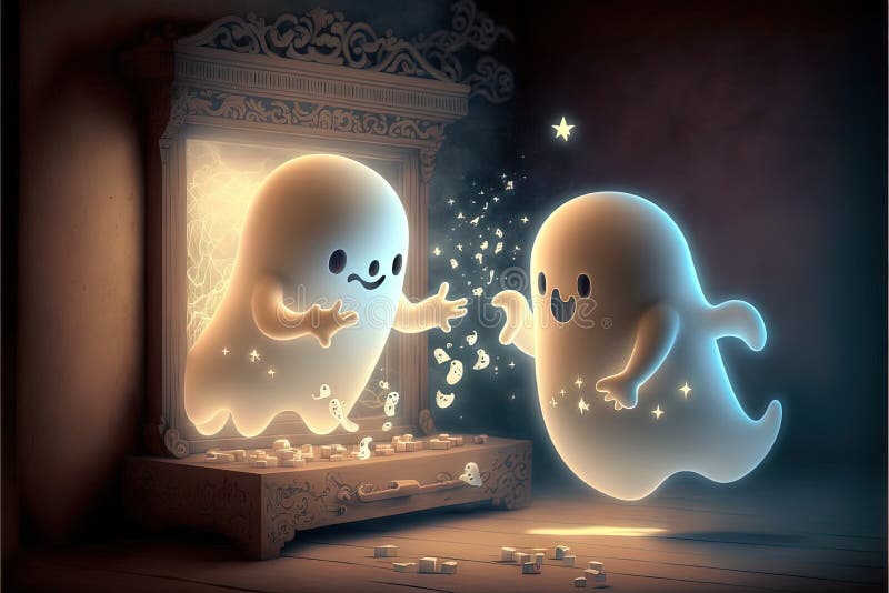 Cute Not so Scary Ghost Playing and Having Fun, Generative Ai Stock ...