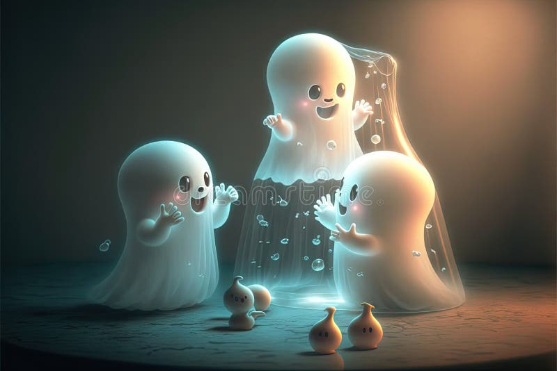 Cute Not so Scary Ghost Playing and Having Fun, Generative Ai Stock ...