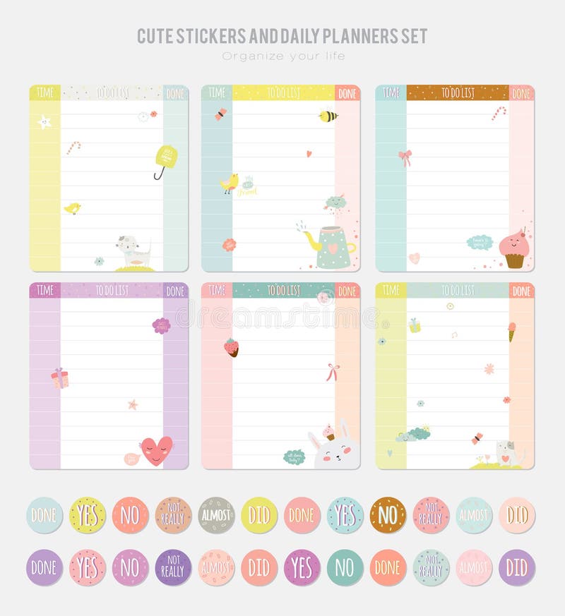 Cute daily Note Template stock vector. Illustration of memo - 76601341