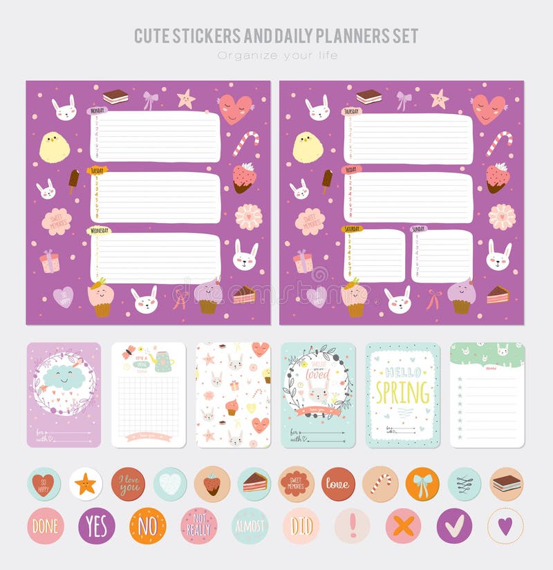 Cute daily Note Template stock vector. Illustration of memo - 76601341