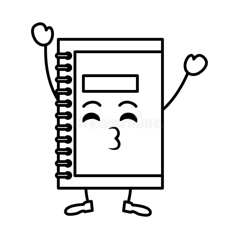 Cute Notebook Character Vector Cartoon Emotion Textbook with Childish ...