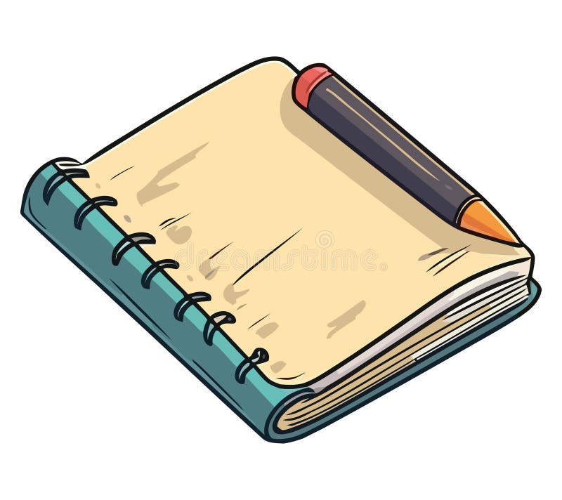 Cute notebook with pencil stock vector. Illustration of textbook ...