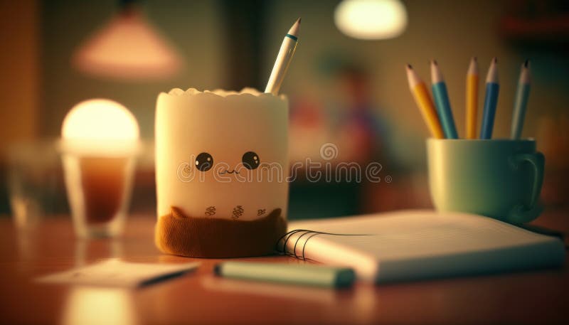 Cute Notepad with Table, Blur, Soft Light. Wallpaper Stock Illustration - Illustration of script ...