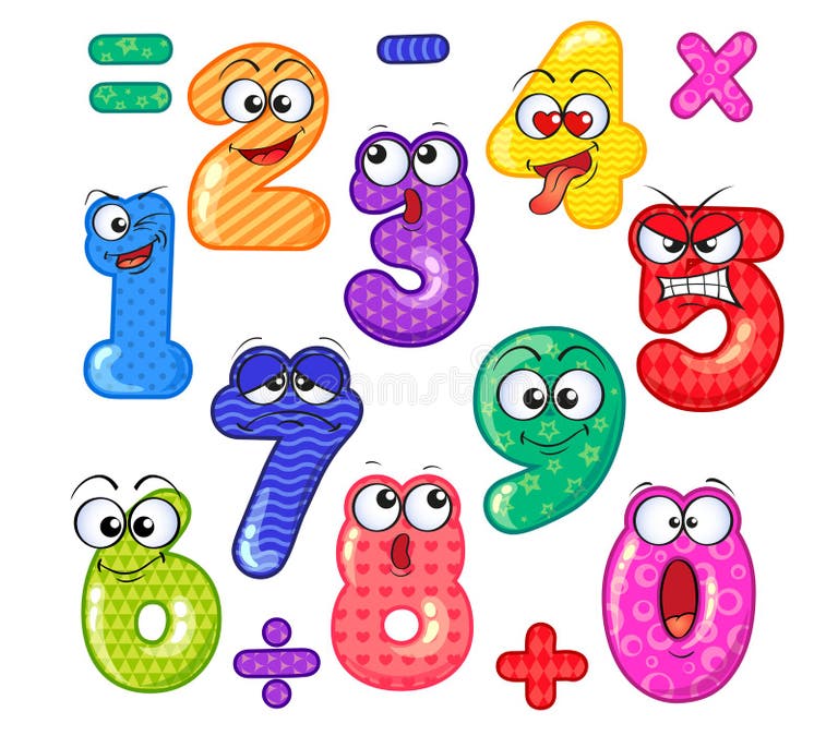Cute Number Characters. Emoticon Stock Vector - Illustration of ...