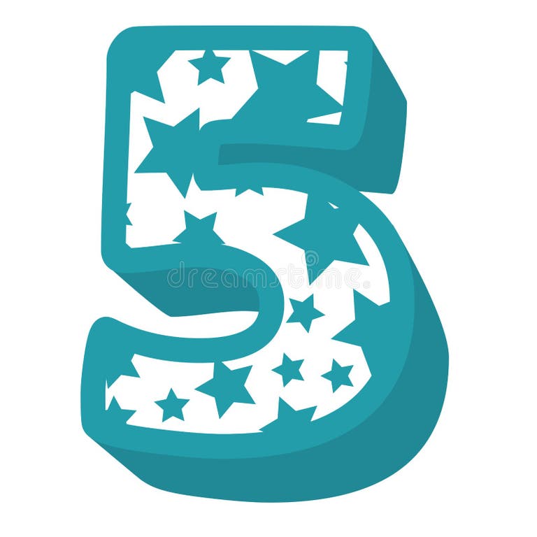 Cute Number Five with Stars Pattern Stock Illustration - Illustration ...