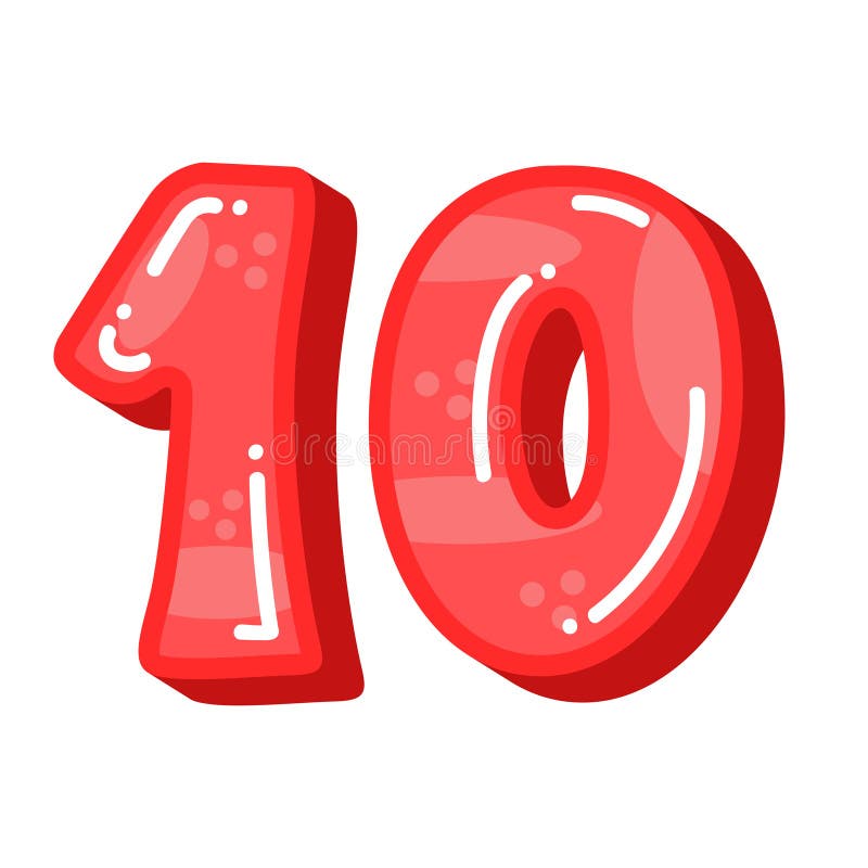 Cute Number 10 Symbol, Red Color Number Ten Vector Illustraiton Stock ...