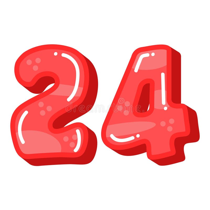 Cute Number 54 Symbol, Red Color Number Fifty Four Vector Illustration ...
