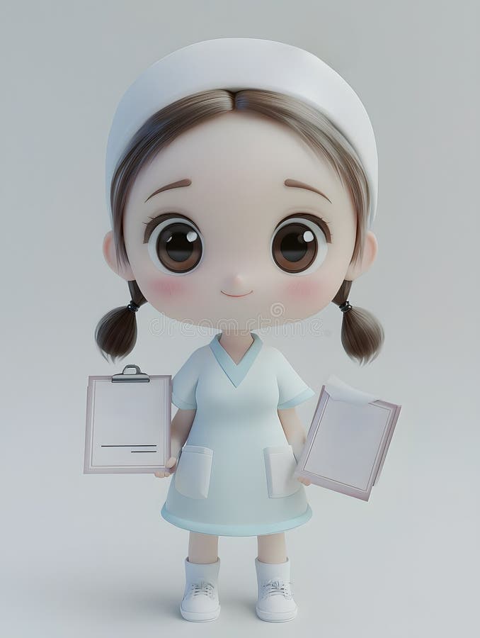 Cute Nurse Character with Clipboard Stock Illustration - Illustration ...
