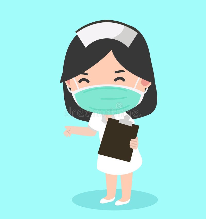 Cute Nurse Wearing a Flu Mask Stock Vector - Illustration of physician ...