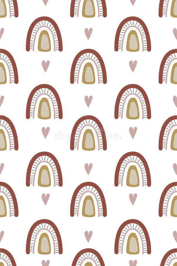Nursery Rainbow Wall Art Poster. Boho Rainbow Seamless Pattern ...