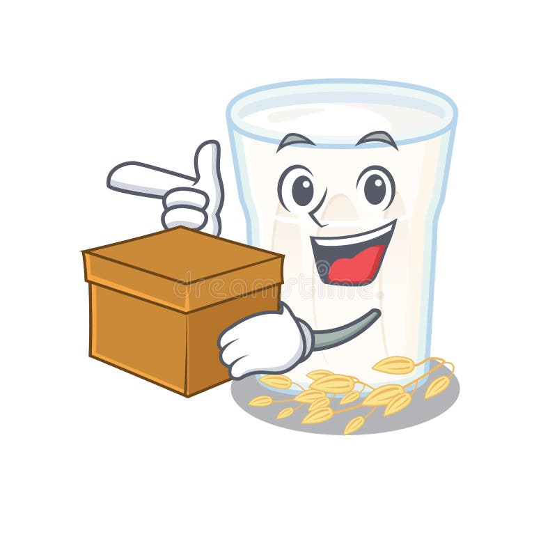 Cute Oats Milk Cartoon Character Having a Box Stock Vector ...