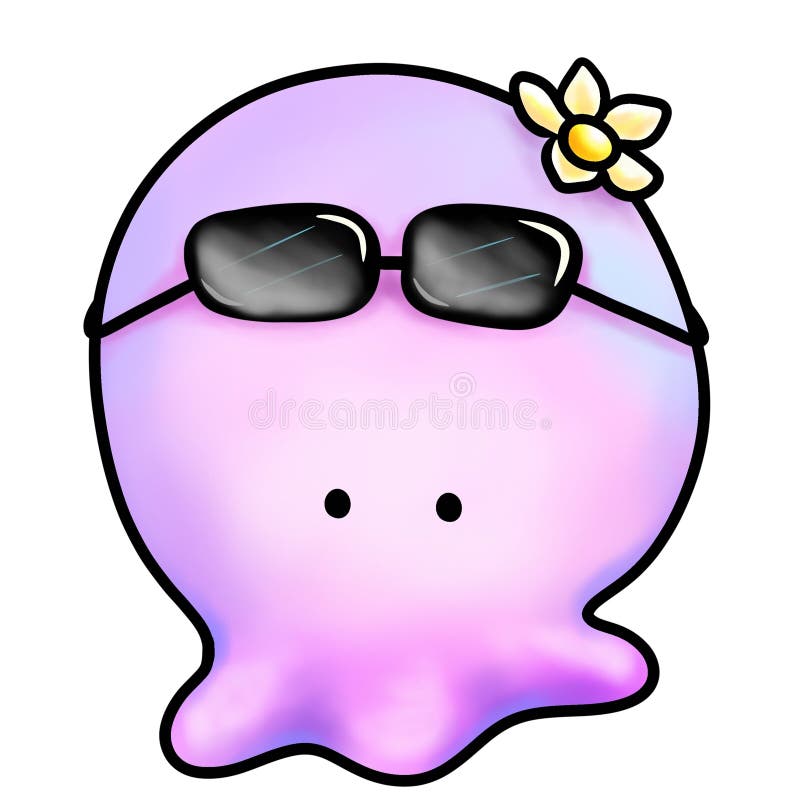 Cute Purple Octopus with Sunglasses Illustration Stock Illustration ...
