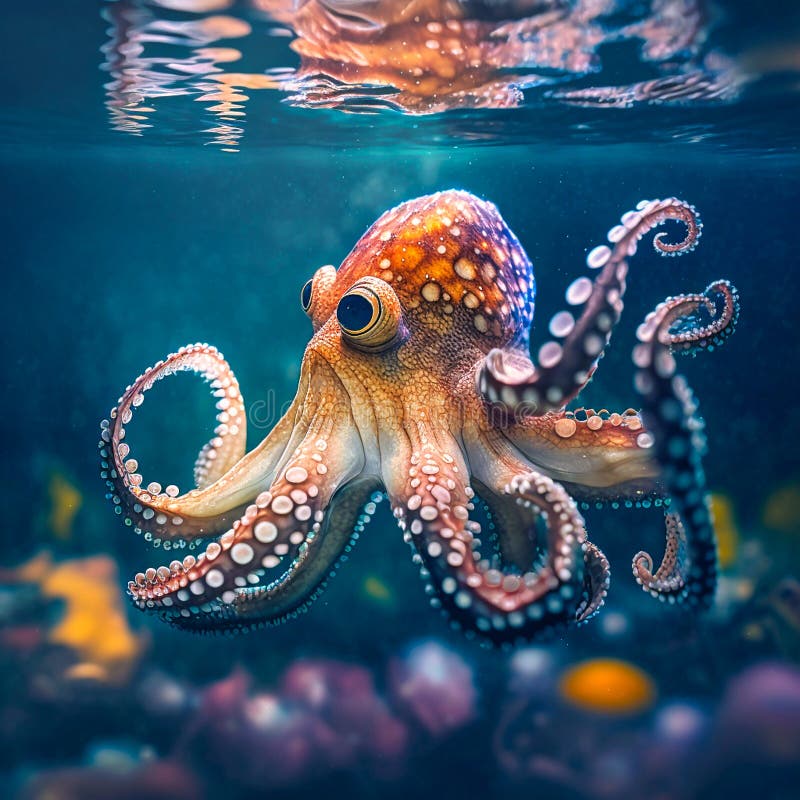 Cute Octopus Underwater, Generative AI Stock Illustration ...