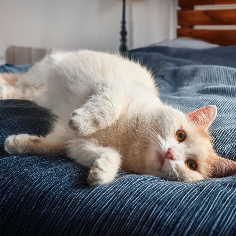 Cute Off White Cat, AI Generated Stock Illustration - Illustration of ...