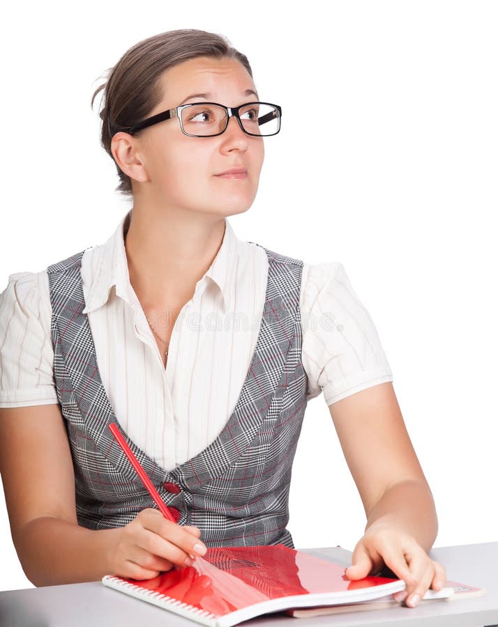 Cute Office Employee with the Tablet Stock Image - Image of portrait ...