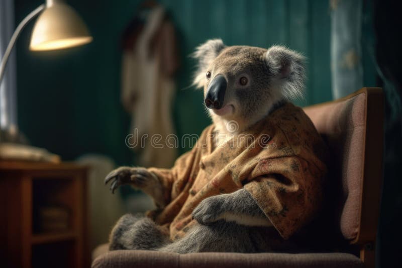 Cute Old Koala Sitting in a Chair at Home, Generative AI Stock ...