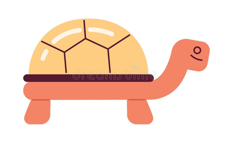 Cute Old Turtle Moving Slowly Semi Flat Colour Vector Object Stock ...