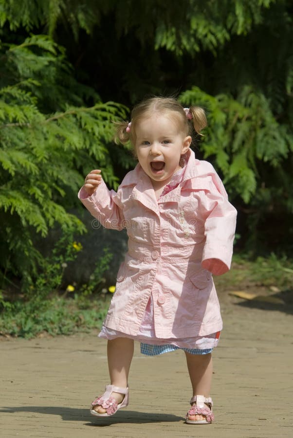 Cute one year old girl stock photo. Image of pink, outdoor - 5896116