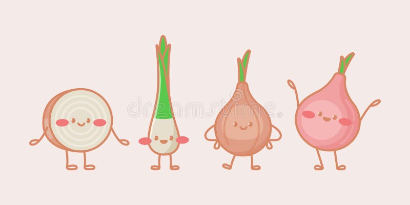Cute Onion Characters. Cartoon Vector Isolated Illustration Stock ...