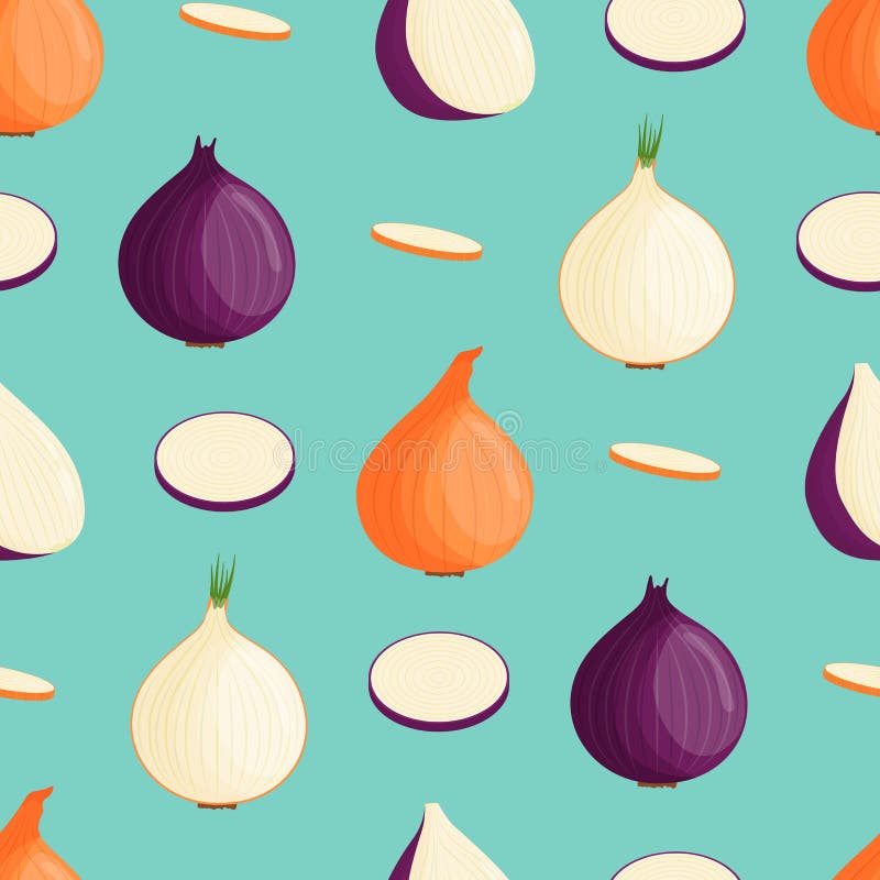 Cute Onion Seamless Pattern. Flat Vector Illustration Stock Vector ...